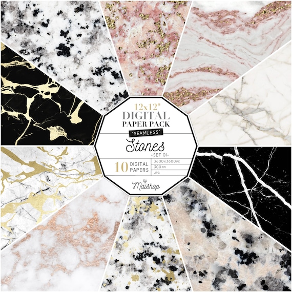 Seamless Marble Digital Paper, Marble Background "Stones" Scrapbook ...