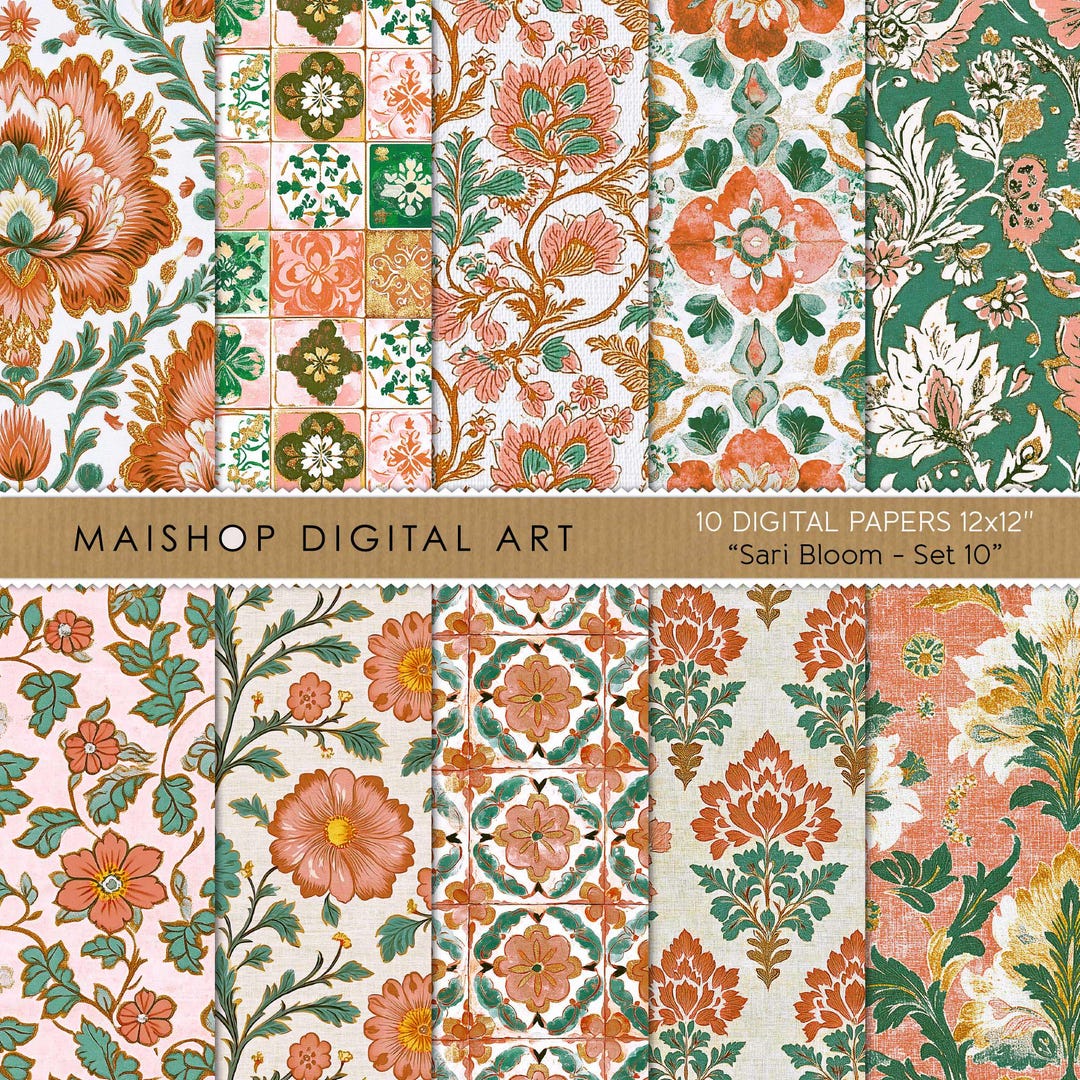 Seamless Digital Paper Pack • Printable Eclectic Patterns for Canva ...