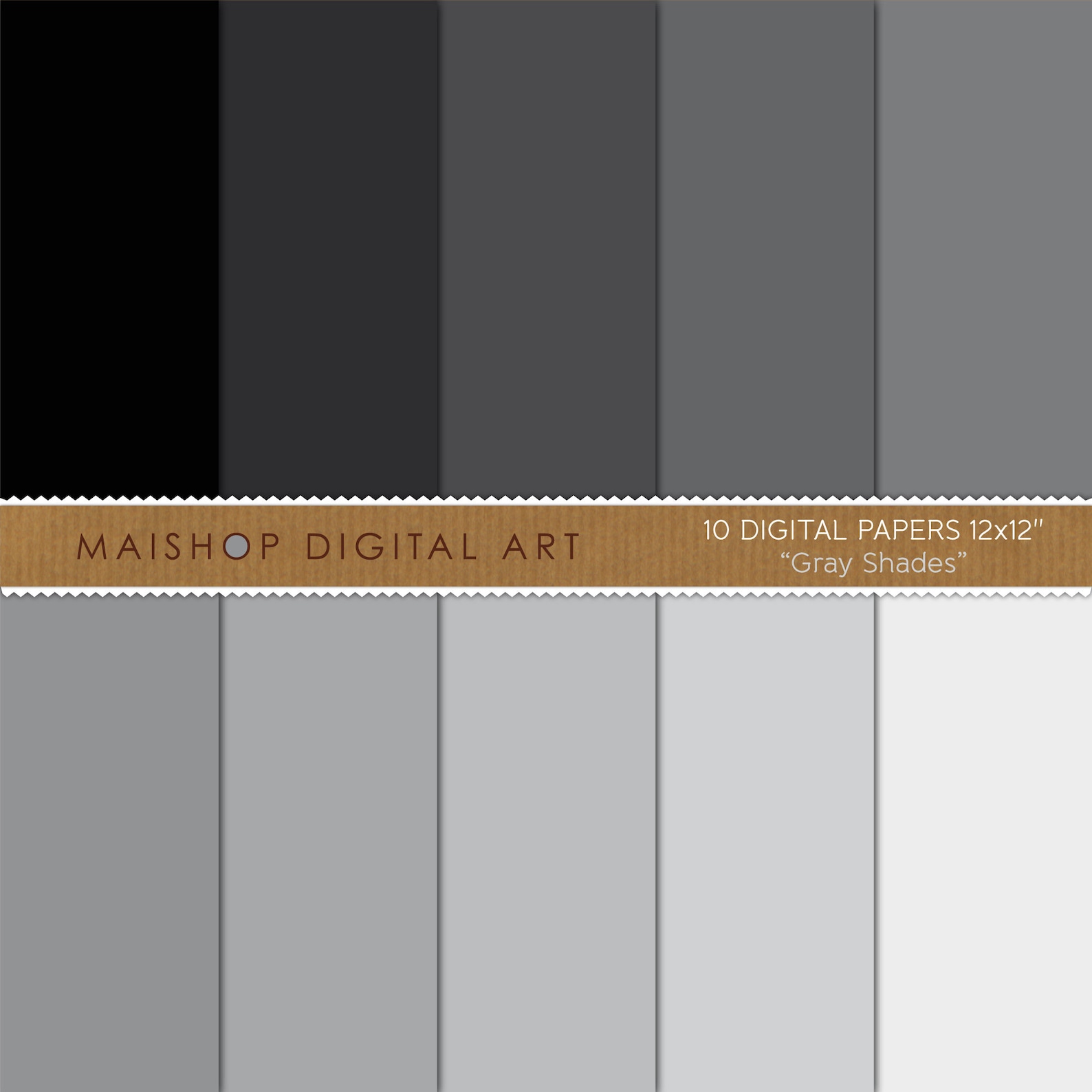 Solid Color Digital Paper 'gray Shades' Printable Plain Backgrounds for ...