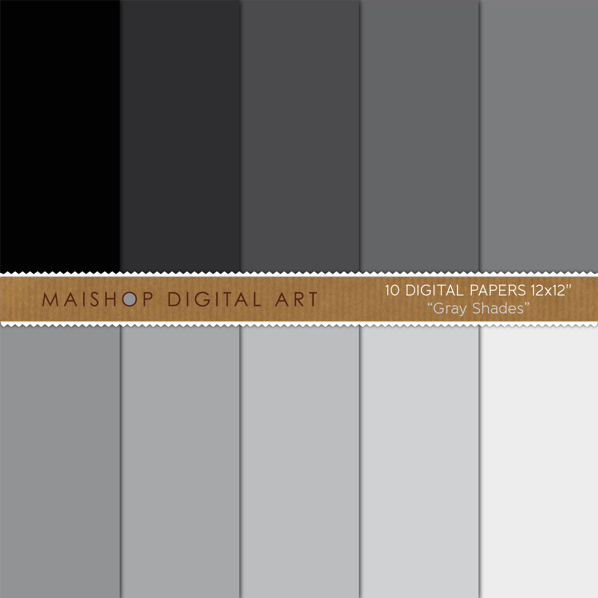 Solid Color Digital Paper 'gray Shades' Printable Plain Backgrounds for ...