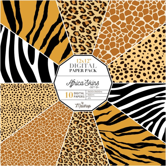 Digital Paper "Africa Skins - Set 01" Cheetah Print, Leopard Print ...
