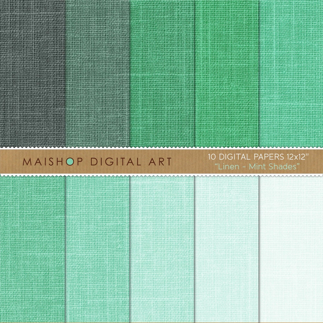 Green Digital Paper Linen I Printable Textured Papers I Instand ...