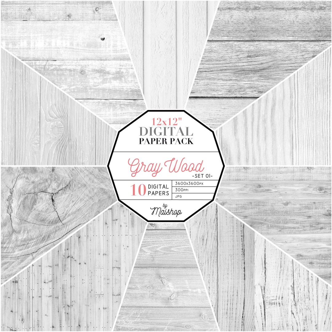 Digital Paper "gray Wood - Set 01" Instant Download Printable Scrapbook ...