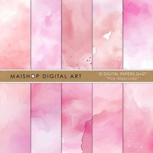 Pink Watercolor Texture Digital Papers • Instant Download Printable ...