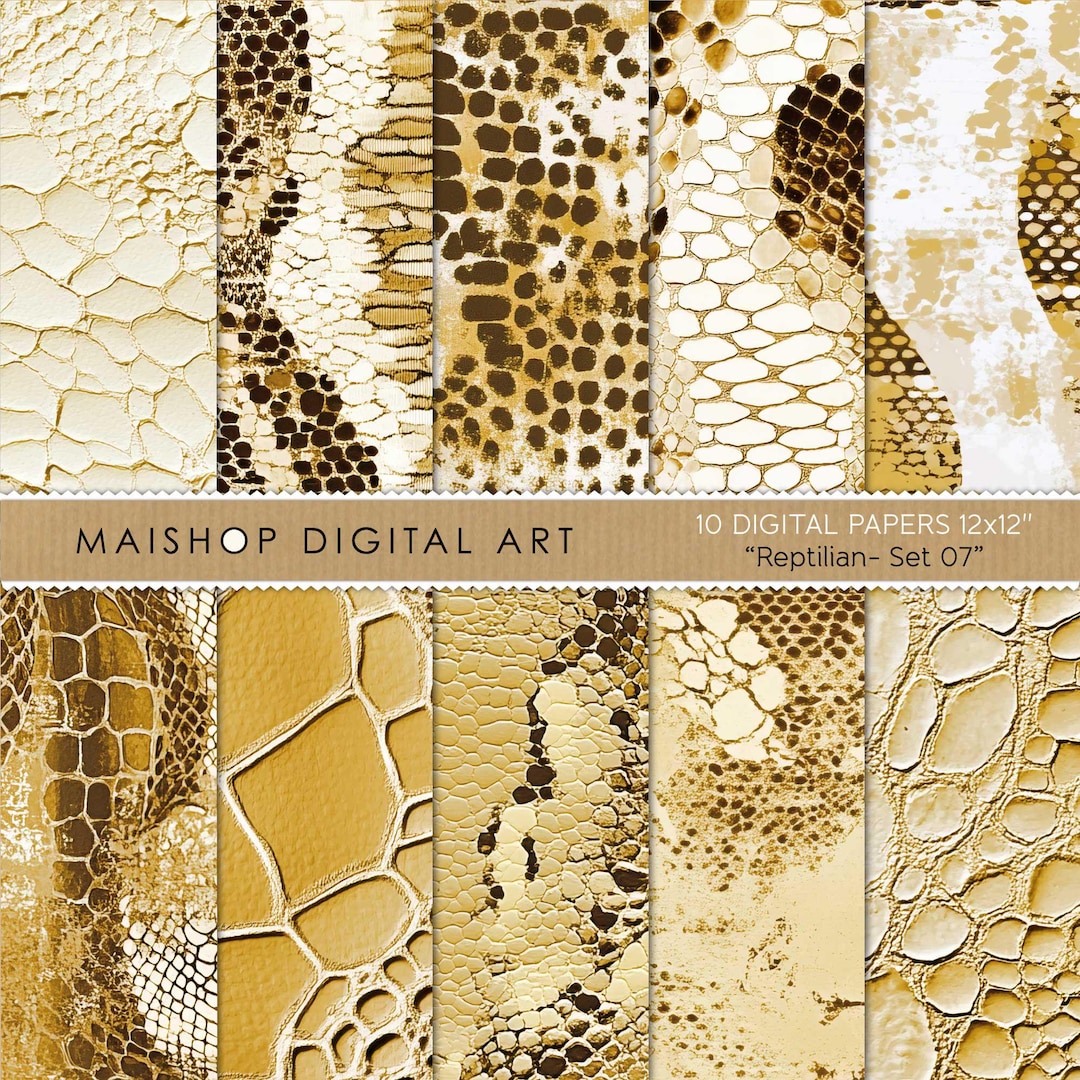 Mustard Snake Skin Digital Papers • Printable Snake Textures • Seamless ...