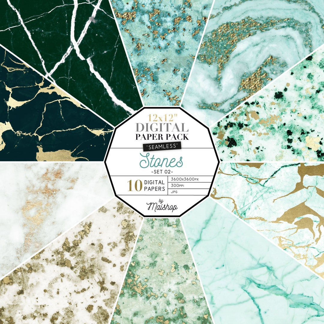 Seamless Digital Paper Pack, Printable Backgrounds "stones - Set 02 ...