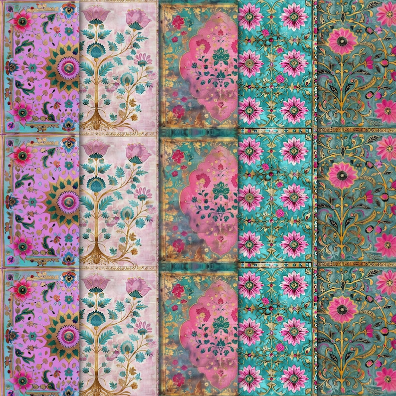 Block Print Seamless Digital Papers Colorful Scrapbook Papers Printable ...