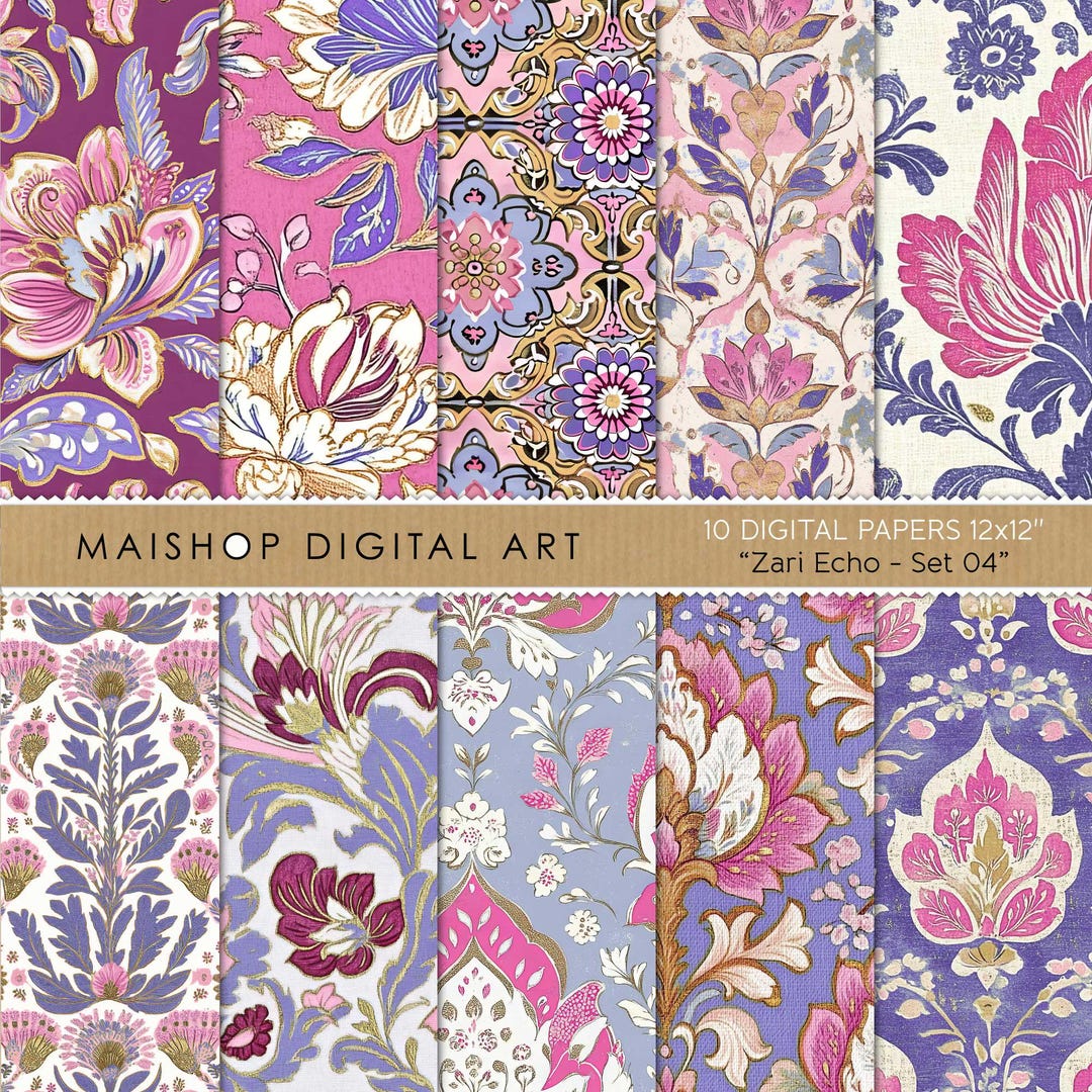 Bohemian Floral Seamless Papers • Boho Chic Scrapbook Backgrounds ...
