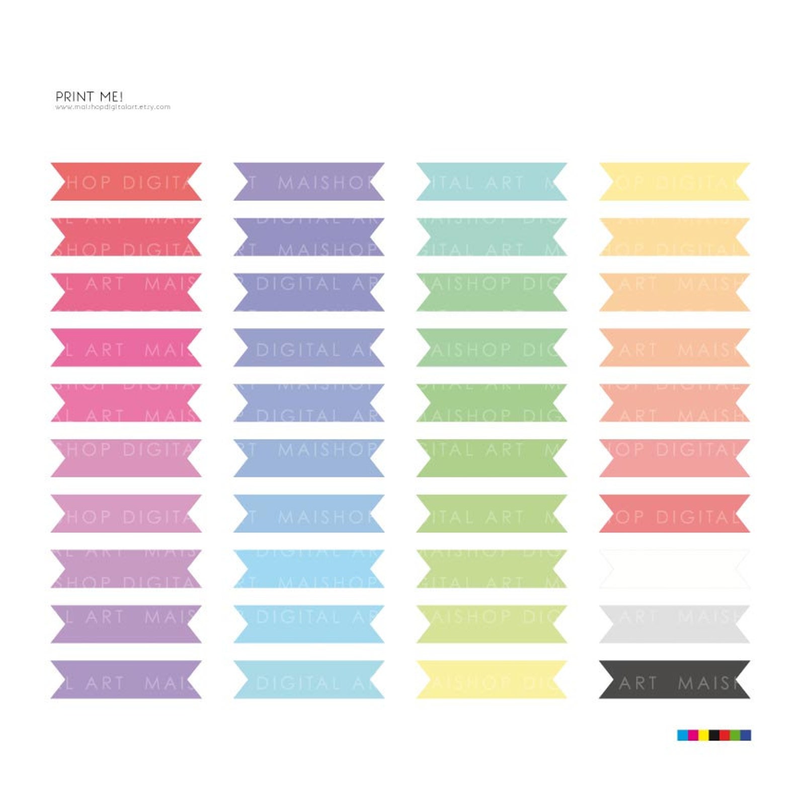 Basic Ribbon Banners Clip Art - Colorful PNG Elements, Graphics ...