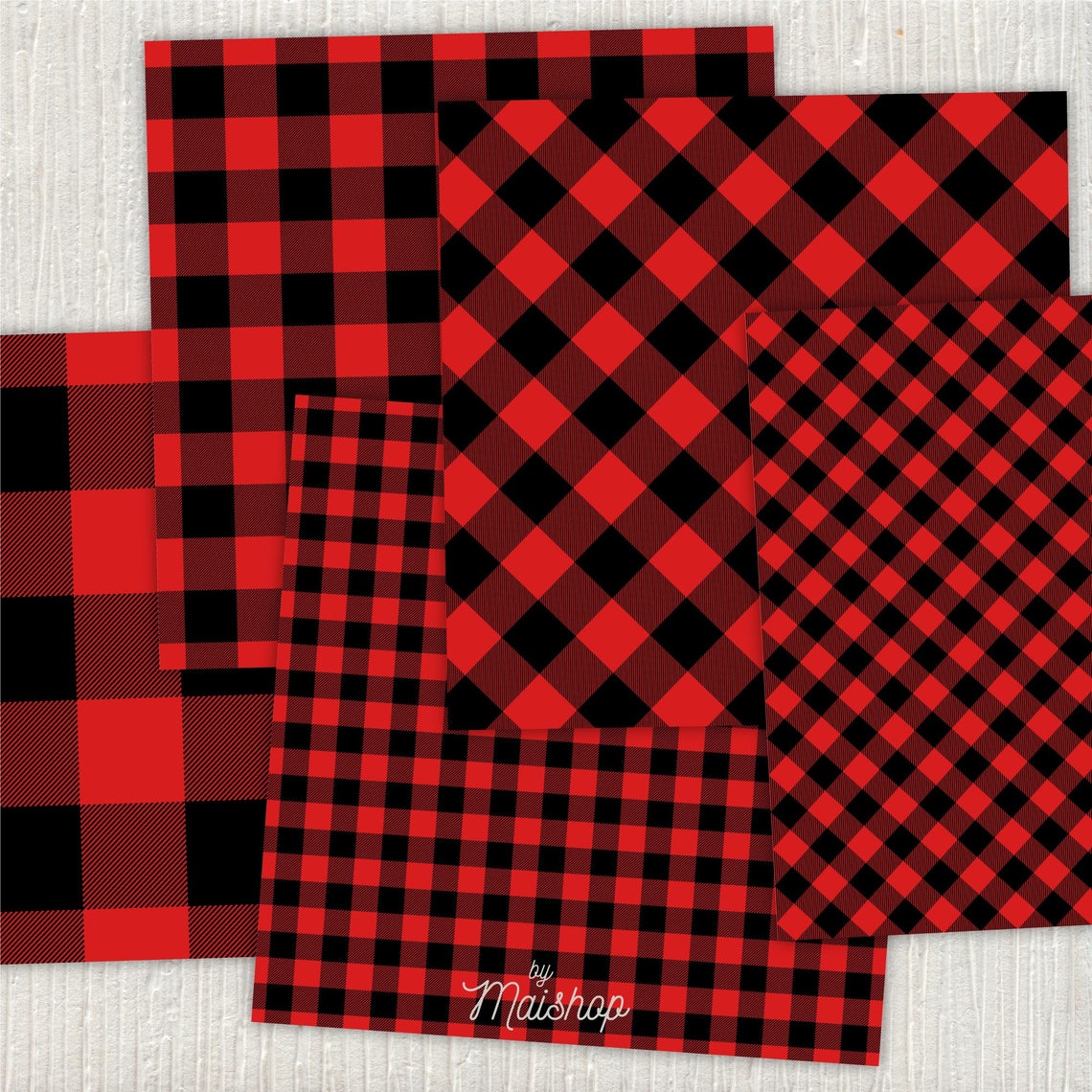 Buffalo Plaid Paper, Digital Scrapbook Papers "buffalo Plaid - Set 01 ...