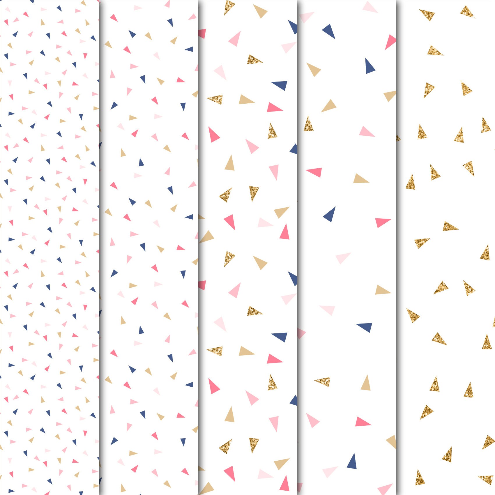 Seamless Digital Paper "round & Triangle Confetti" Blue, Pink and Gold ...