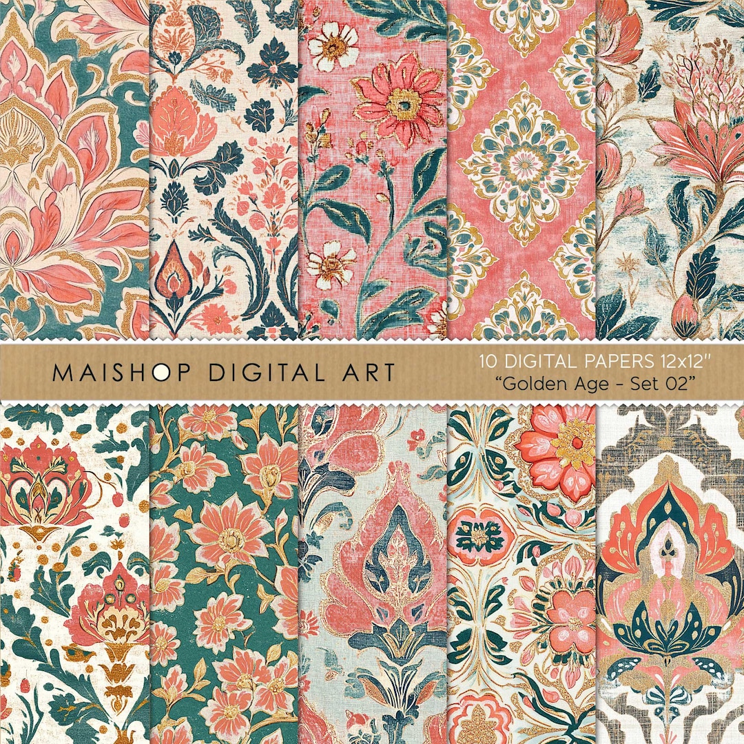 Seamless Boho Digital Papers • Indian Block Print Patterns • Instant ...