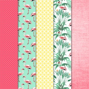 Flamingo Digital Paper, Printable Tropical Patterns, Summer Scrapbook ...