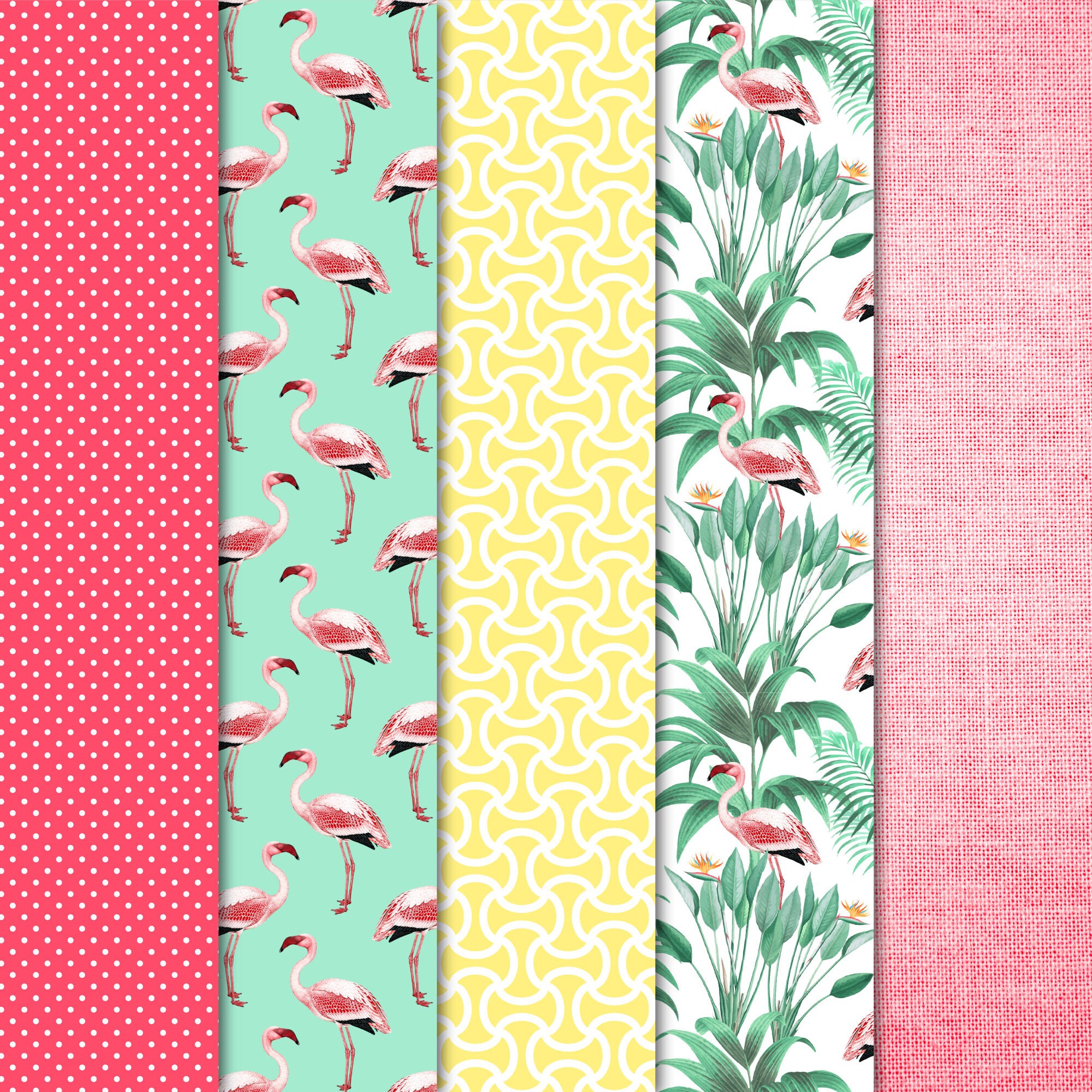 Flamingo Digital Paper, Printable Tropical Patterns, Summer Scrapbook ...
