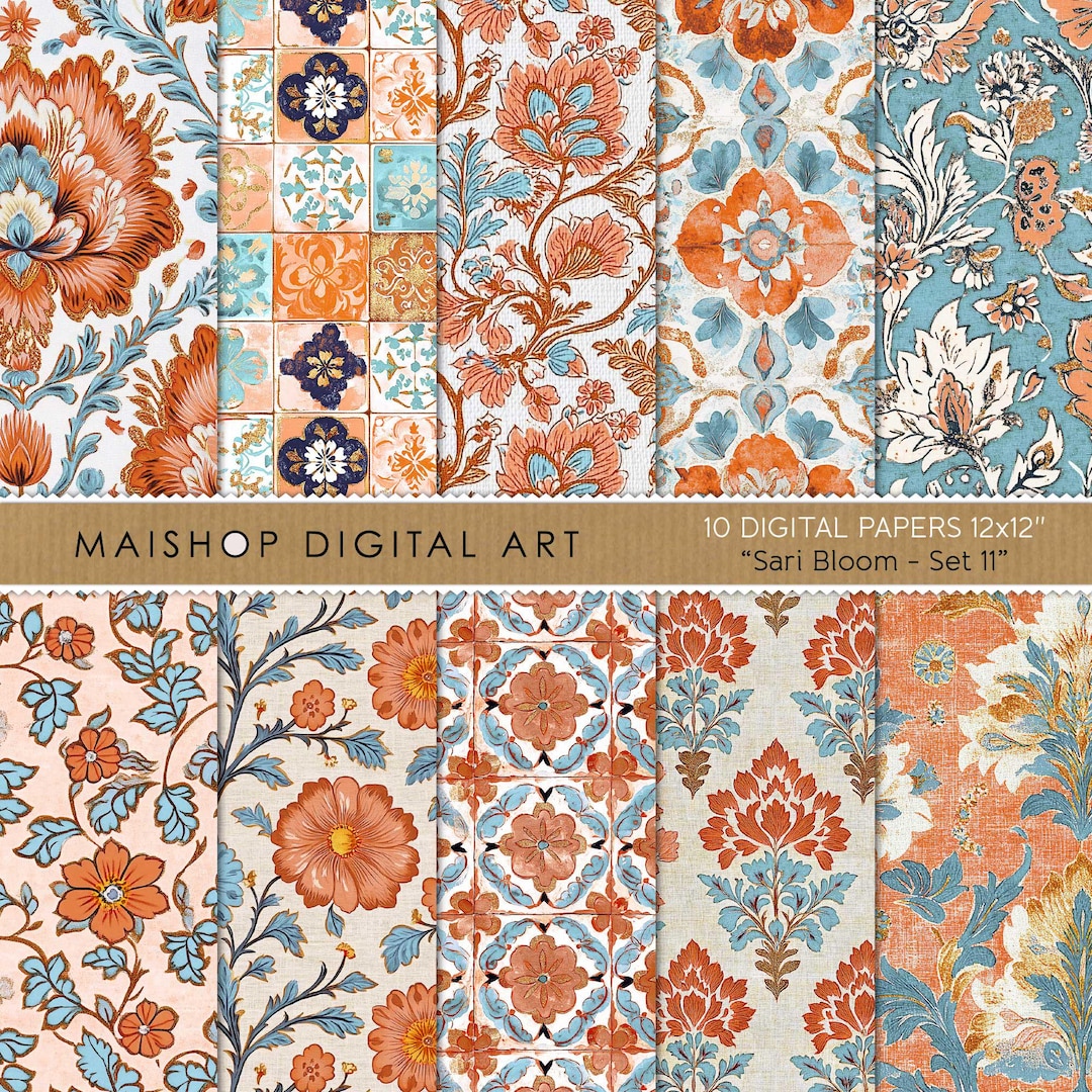 Seamless Digital Paper Pack • Printable Eclectic Patterns for Canva ...