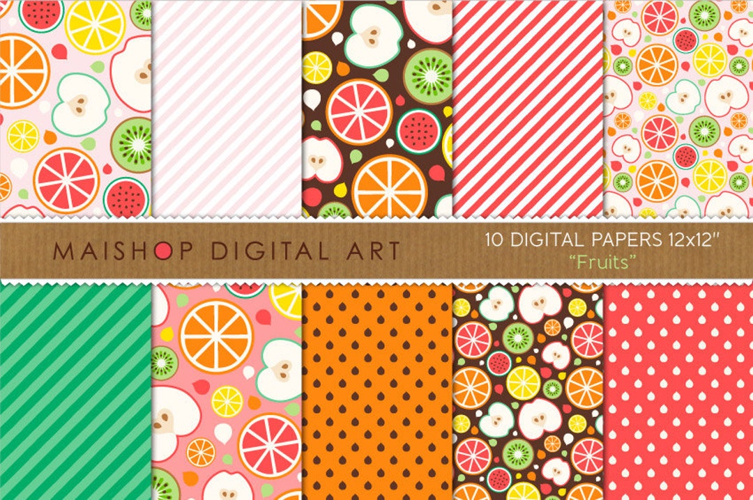 Digital Paper "fruits" Printable Art Digital Download, Scrapbook Paper ...