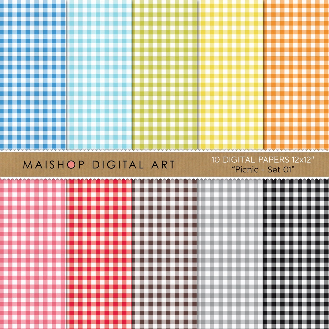 Gingham Digital Paper I Printable Checkered Pattern Scarpbook - Etsy