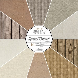 Digital Paper rustic Natural Set 01 Scrapbook Papers, Wood, Cardboard ...