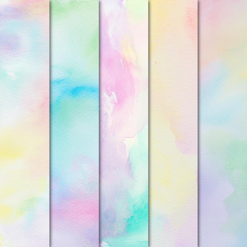 Pastel Rainbow Watercolor Digital Paper - Printable Scrapbook Paper ...