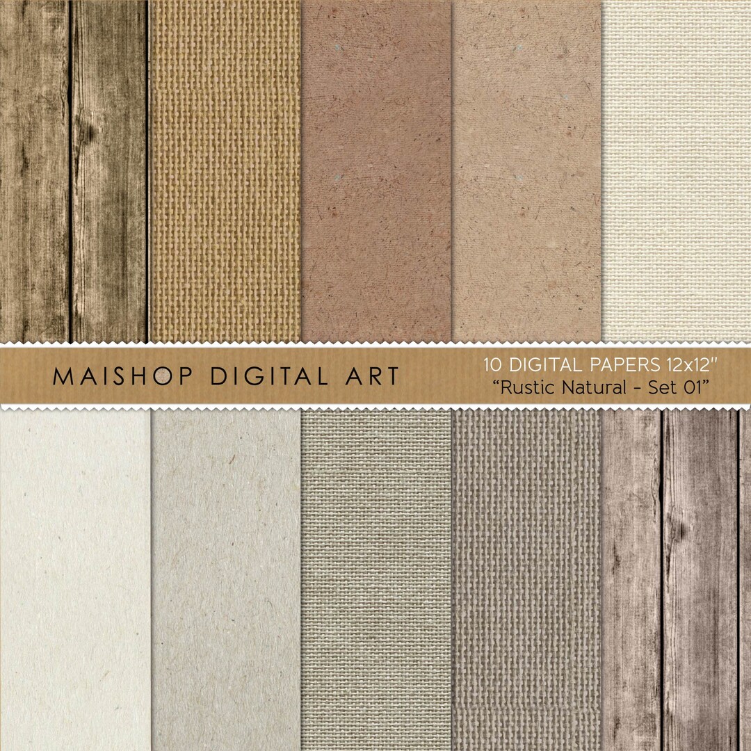 Neutral Textures Digital Papers • Rustic Wood Backgrounds • Cardboard ...