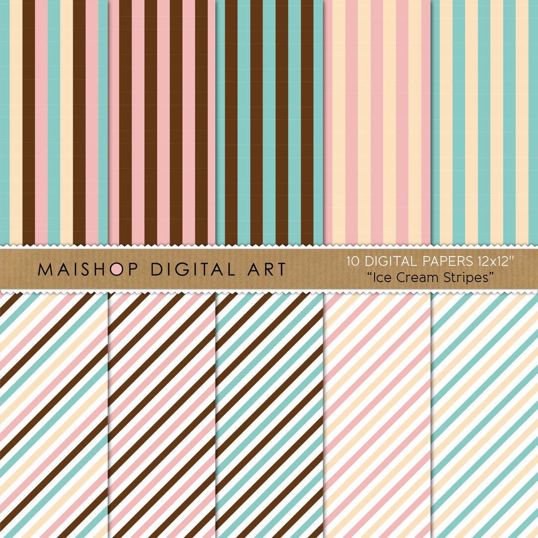 Stripes Digital Paper Set, Scrapbook Papers, Printable Striped Patterns ...
