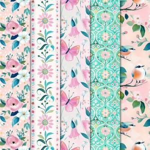 Cute Playful Digital Paper Pack • Seamless Floral Scrapbook Paper ...