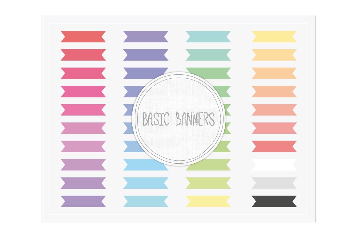 Basic Ribbon Banners Clip Art - Colorful PNG Elements, Graphics ...