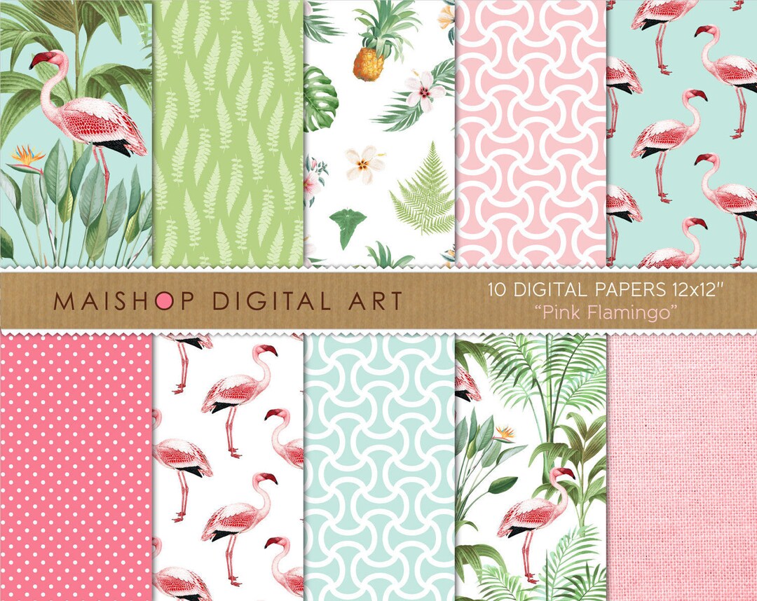 Tropical Digital Paper Floral Scrapbook Paper pink - Etsy