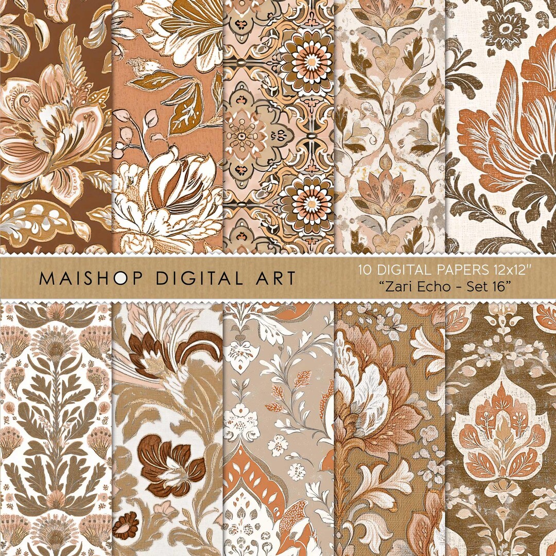 Seamless Floral Boho Digital Papers • Chic Bohemian Tileable ...