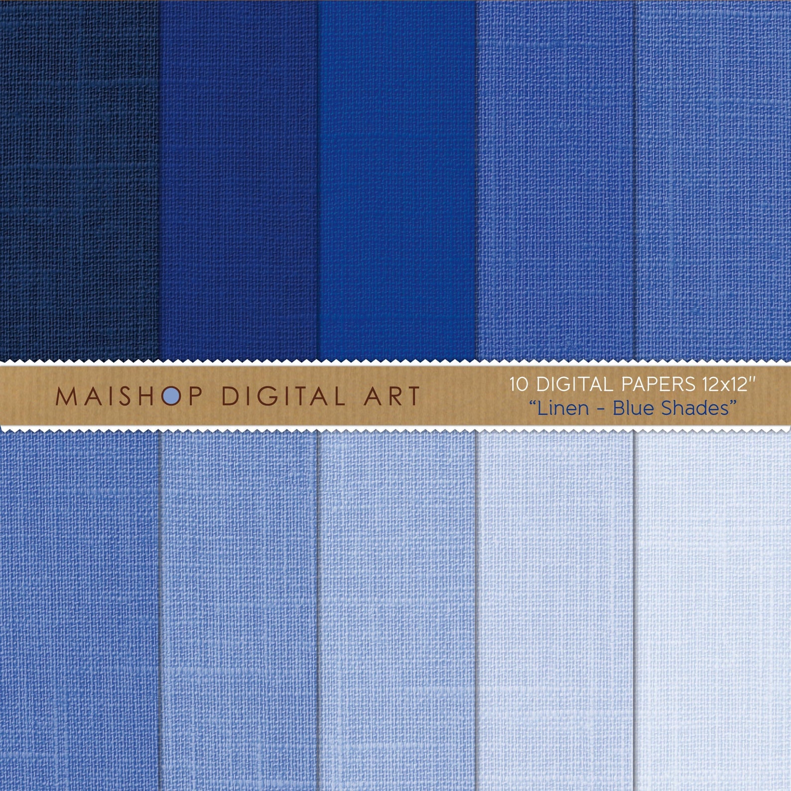 Digital Paper Set Linen blue Shades Digital - Etsy