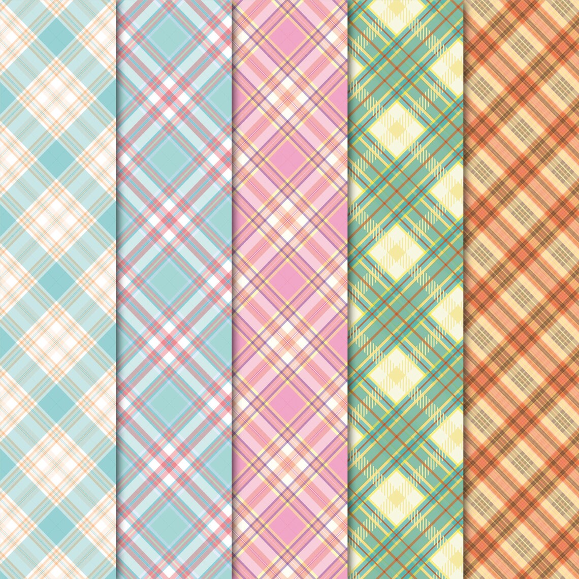 Plaid Digital Paper Pack, Tartan Backgrounds, Scrapbook Printable (10 ...