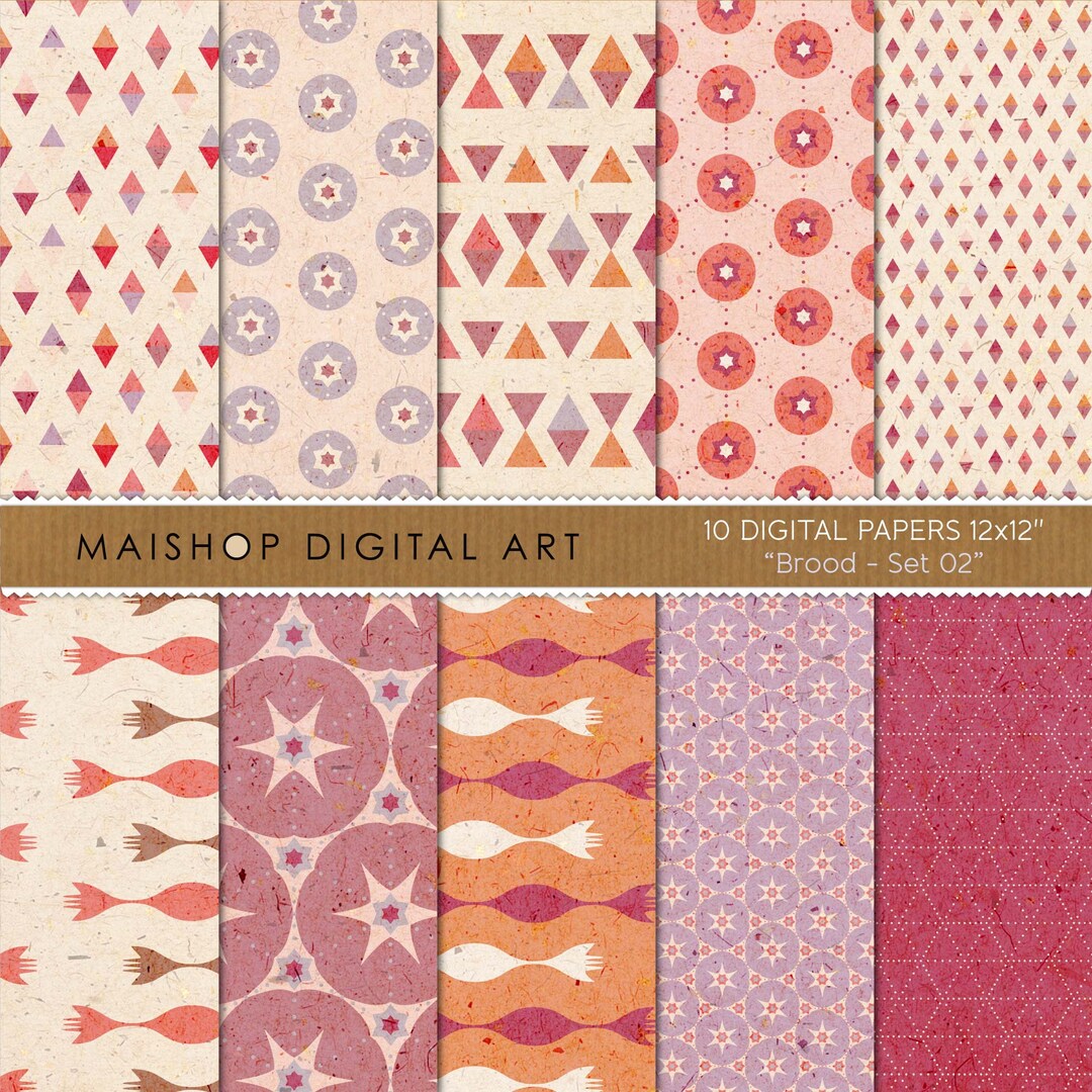 Geometric Digital Paper Pack, Printable Digital Backgrounds Scrapbook ...