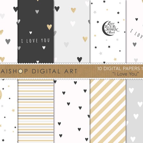 Love Digital Papers Valentine's Day Anniversary Paper - Etsy