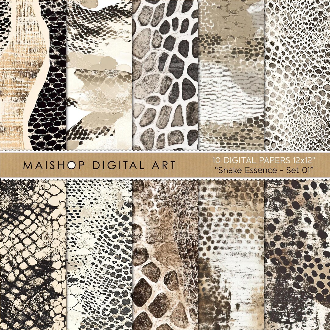 Snake Digital Paper Pack • Snake Skin Patterns • Neutral Scrapbook ...