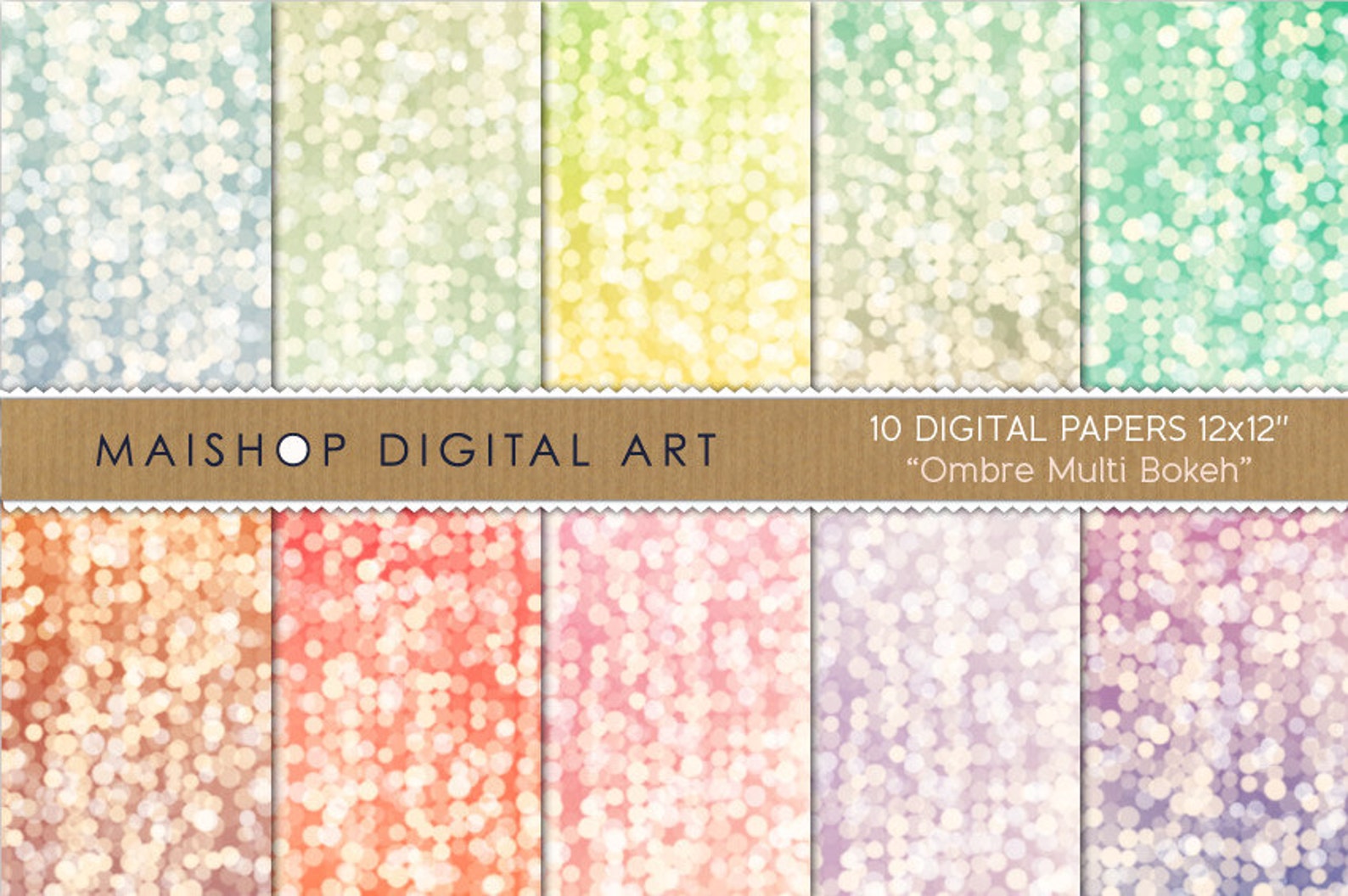 Digital Paper ombre Multi Bokeh Blue Green - Etsy