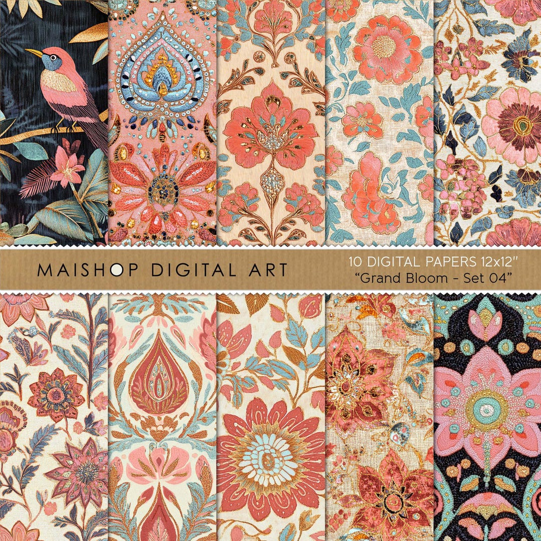 Seamless Boho Digital Paper Pack • Indian Style Colorful Scrapbook ...