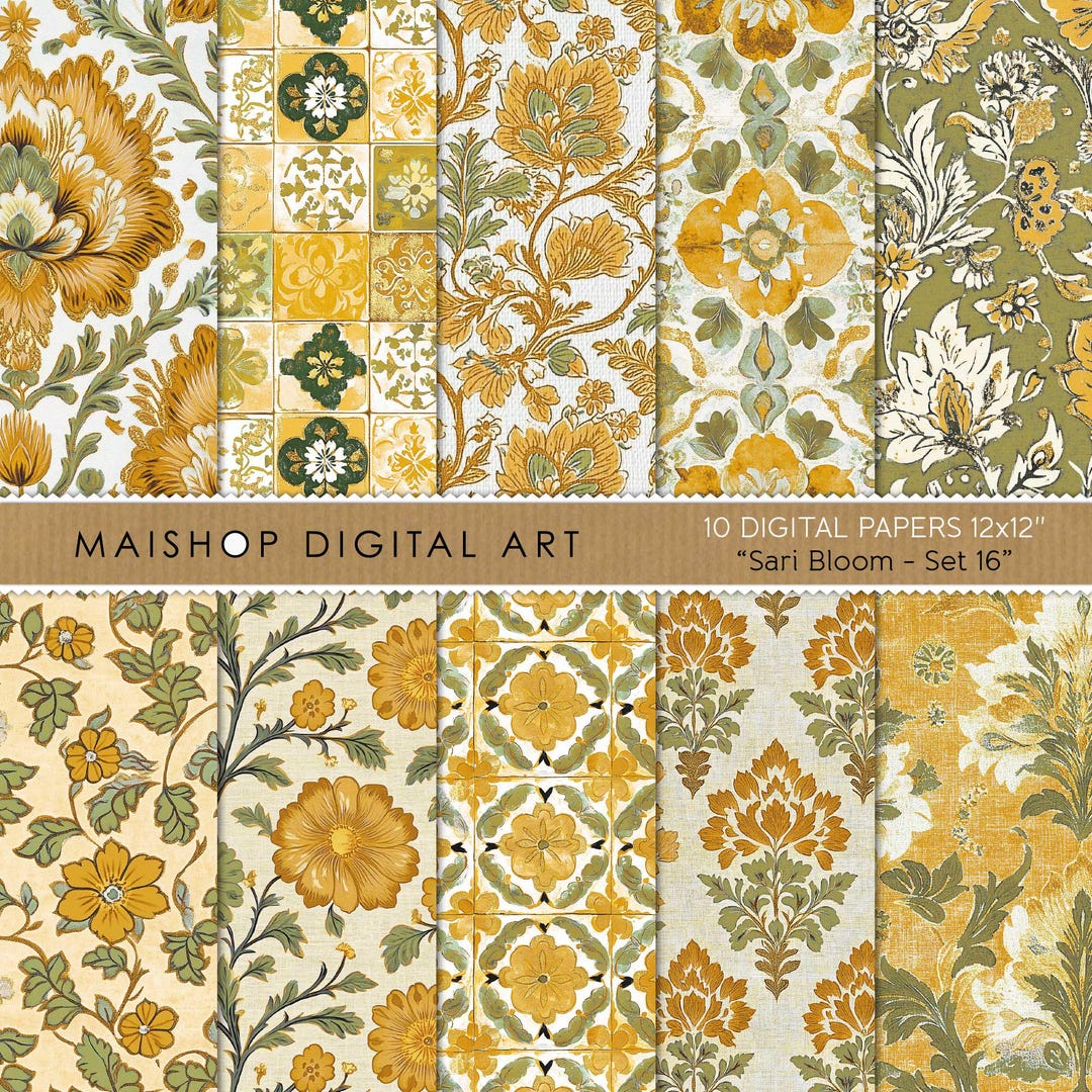 Seamless Indian Style Digital Papers • Boho Textured Patterns ...