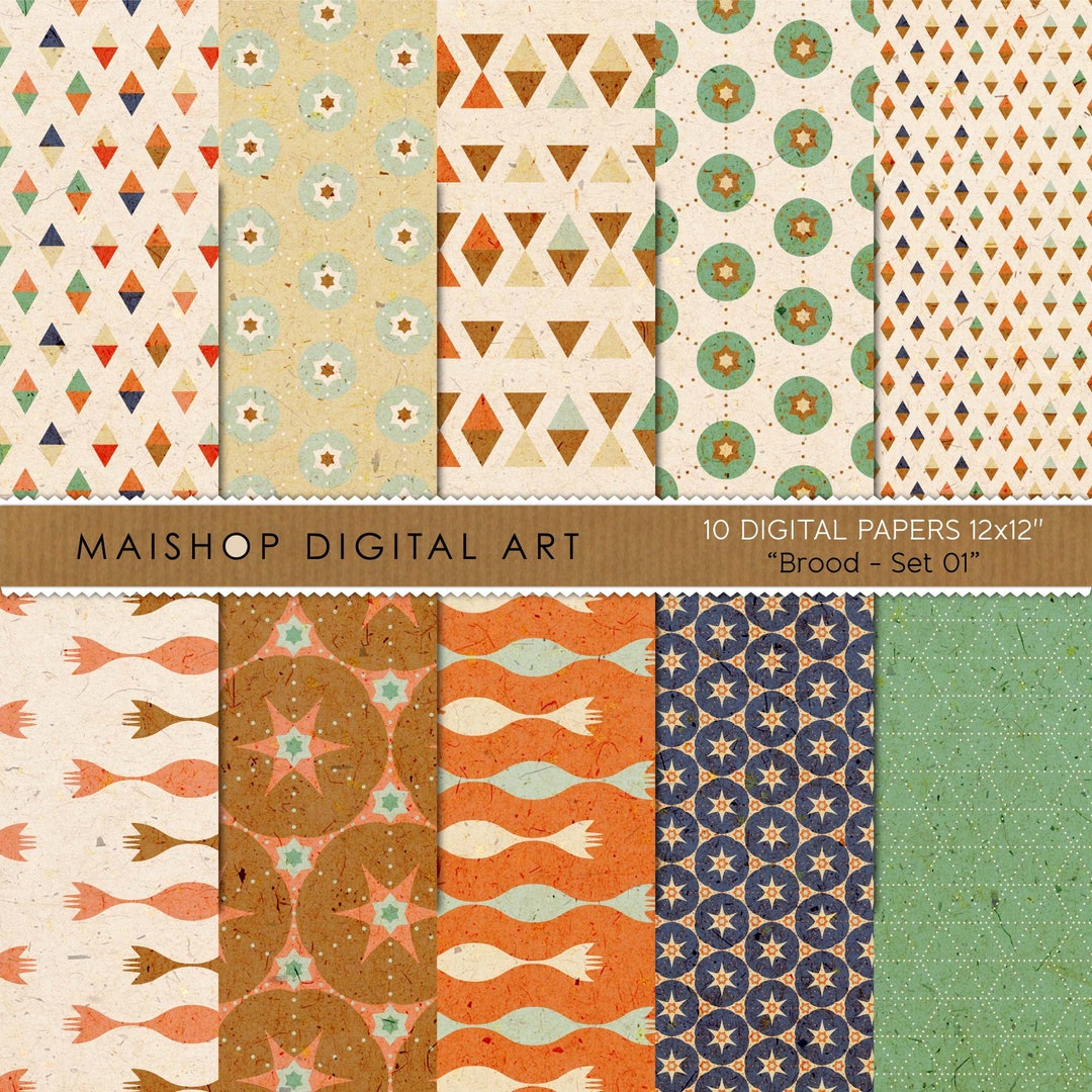 Geometric Digital Paper Set ⎢ Instant Download Printable Backgrounds ...