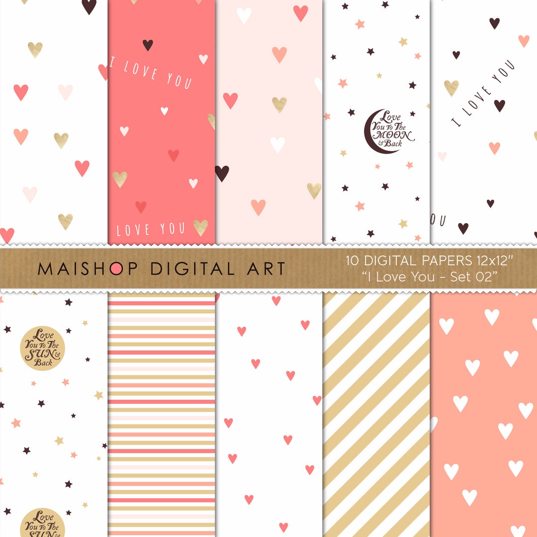 Valentines Digital Paper Pack, Scrapbook Paper, Commercial Use ...