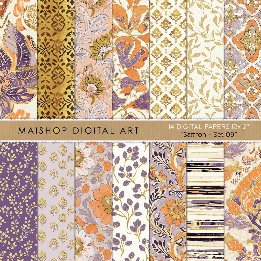 Bohemian Style Seamless Flowers • Colorful Digital Paper Bundle for ...