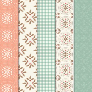 Coral & Mint Floral Digital Paper, Printable Digital Backgrounds ...