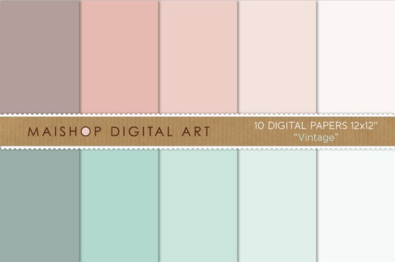 Solid Color Digital Paper 'Vintage' Printable Scrapbooking Papers for ...