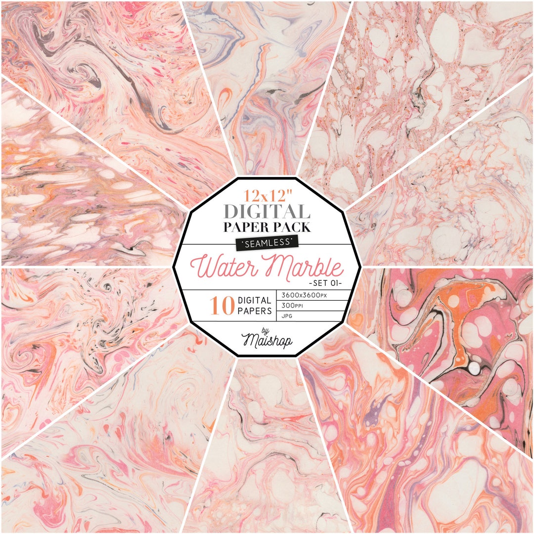 Seamless Pink Digital Paper, Scrapbook Paper "water Marble - Set 01 ...