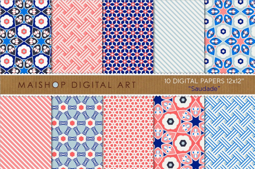 Digital Paper "saudade" Geometric Printable Papers, Scrapbook Pages for ...