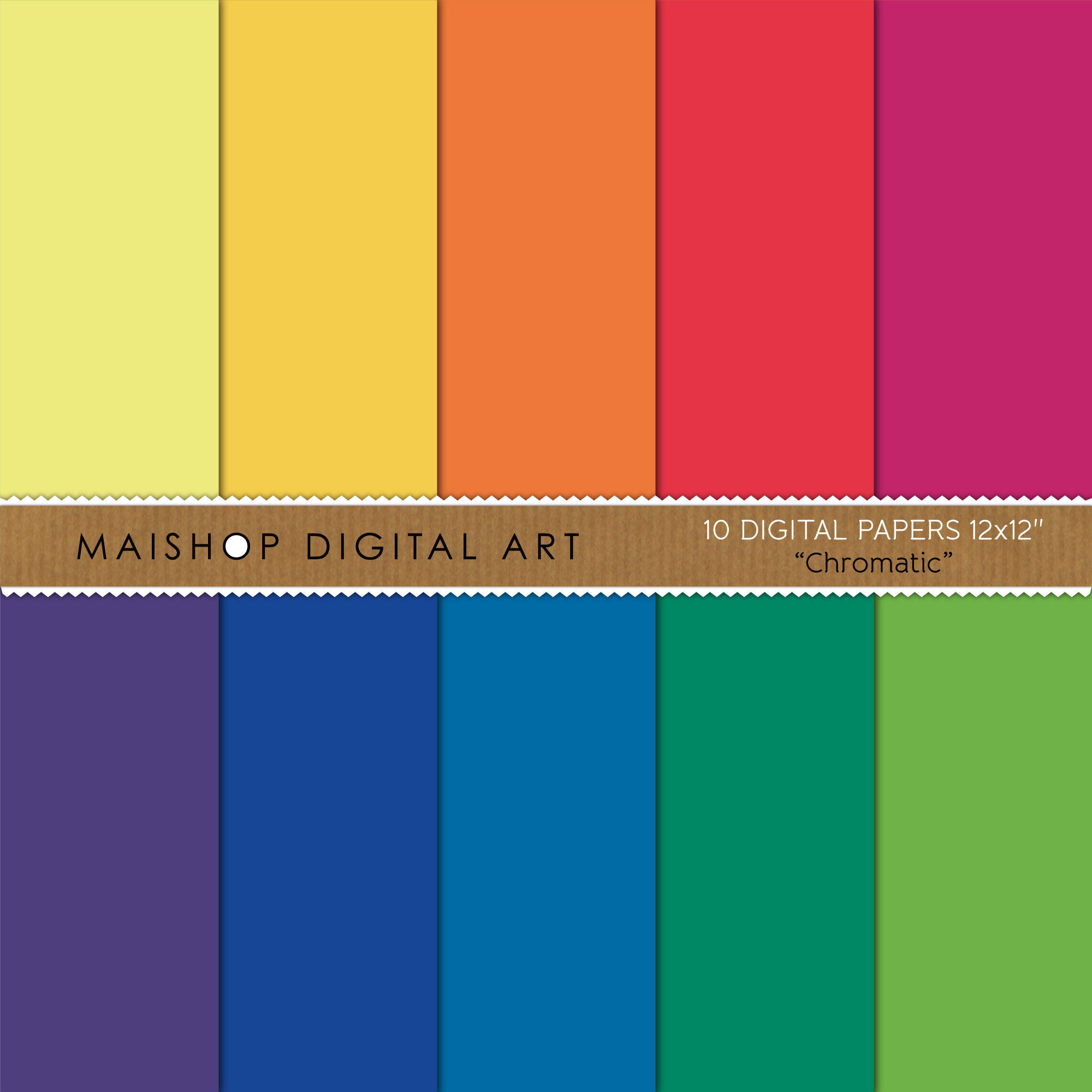 Solid Color Digital Paper 'chromatic' Rainbow Plain Scrapbook Printable ...