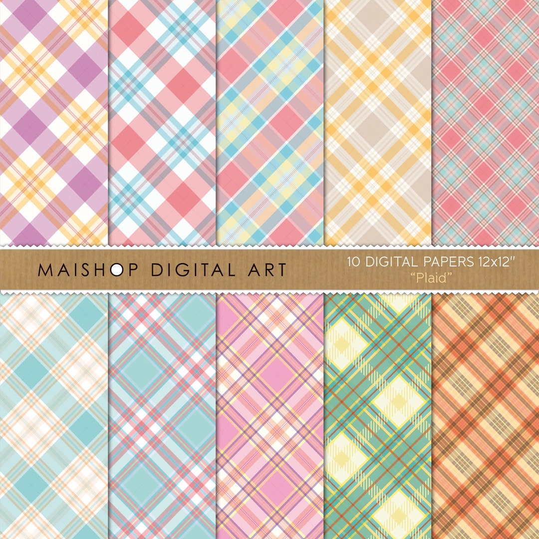 Plaid Digital Paper, Tartan Pattern Digital Backgrounds, Printable ...