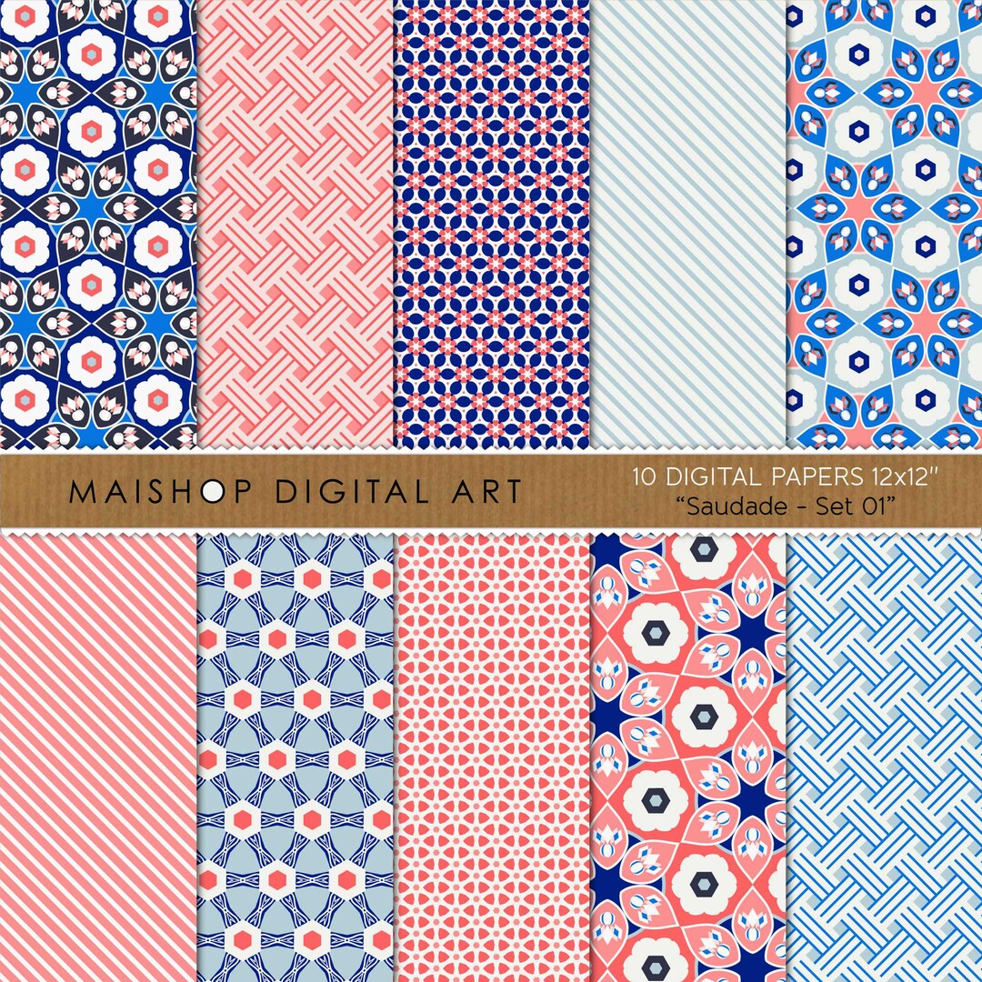Printable Scrapbook Papers, Geometric Digital Papers for Paper Crafts ...