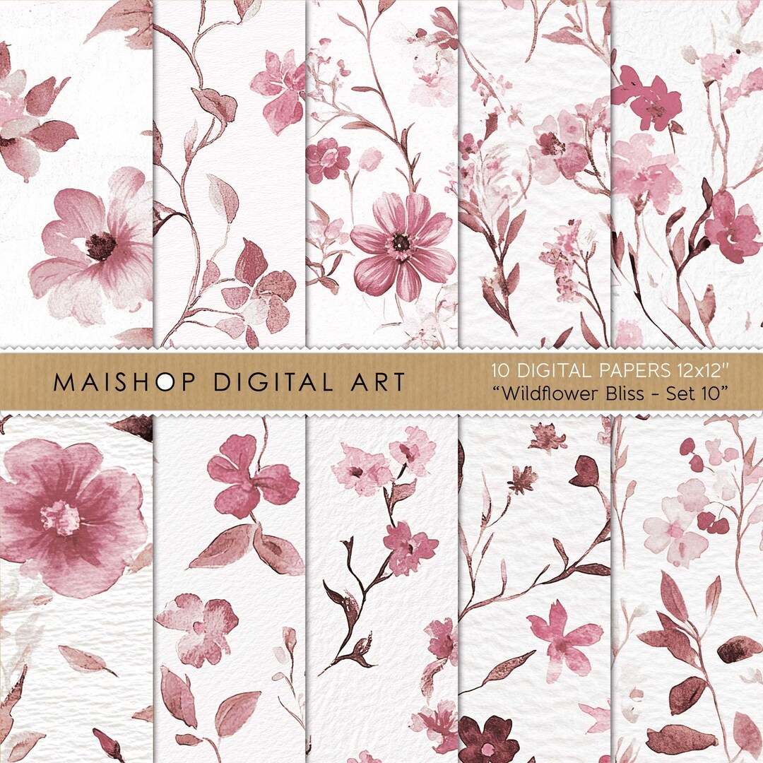 Pink Spring Flowers Digital Papers • Seamless Floral Patterns ...