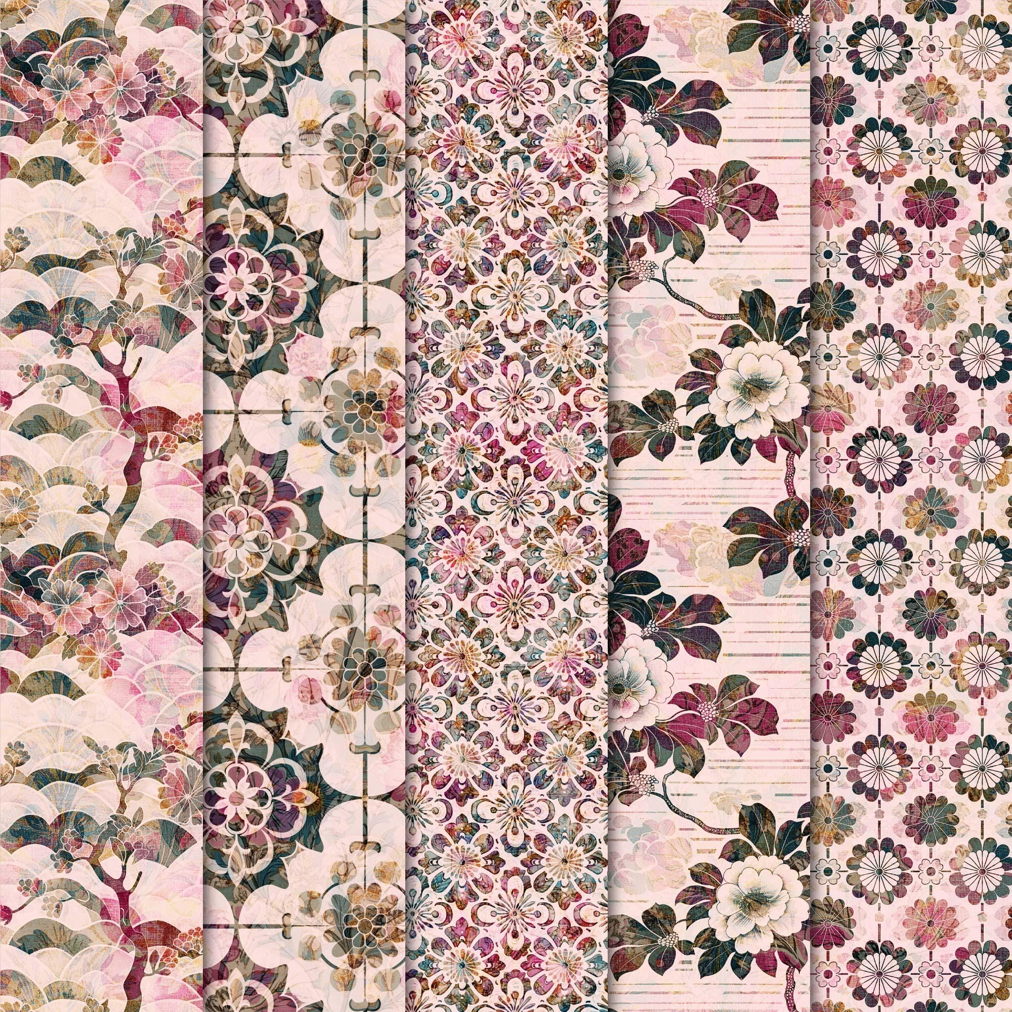 Japanese Floral Digital Papers • Seamless Chinoiserie Patterns for ...