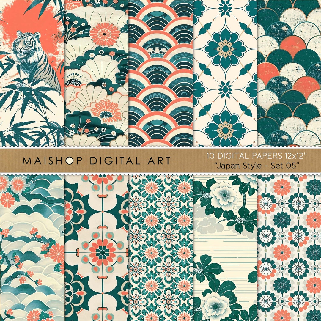 Oriental Style Digital Paper ⎢ Modern Scrapbook Papers ⎢ Intricate ...
